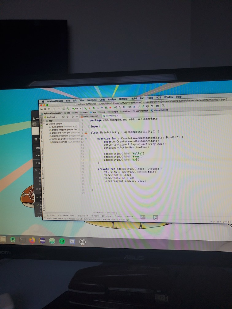 Solved How do I programatically add a text view for the | Chegg.com