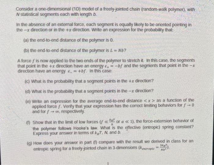 Solved Consider a one-dimensional (1D) model of a | Chegg.com