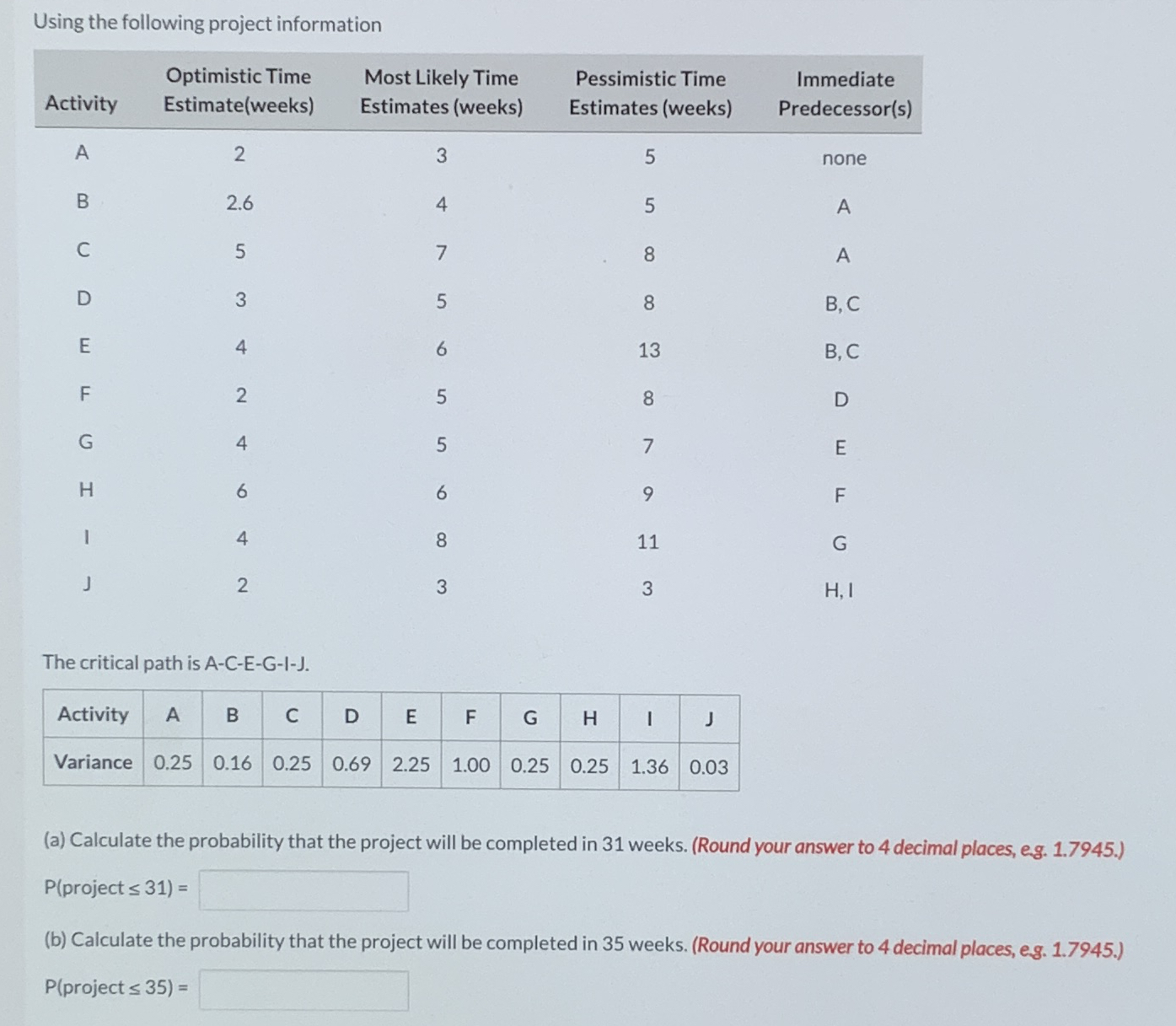 Solved Using the following project | Chegg.com