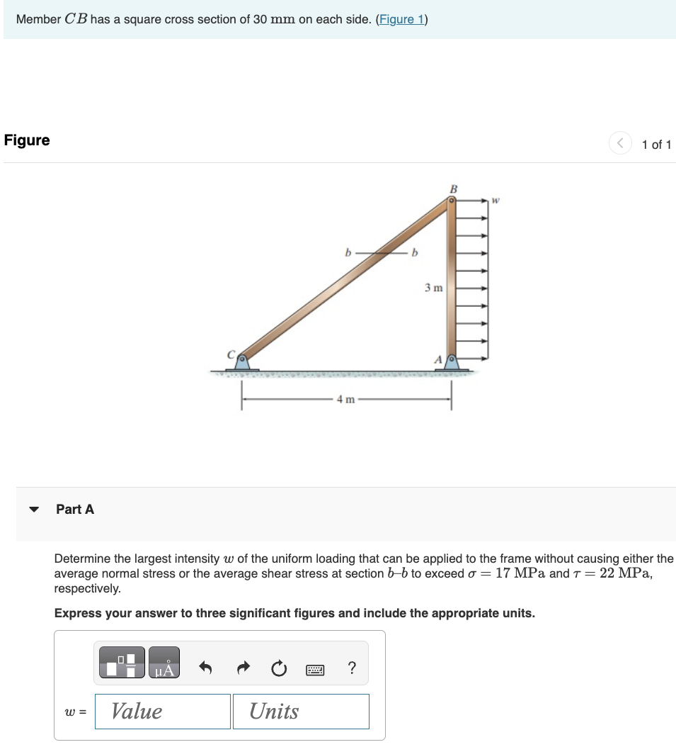 Member \( ﻿C B \) ﻿has a square cross section of 30 | Chegg.com