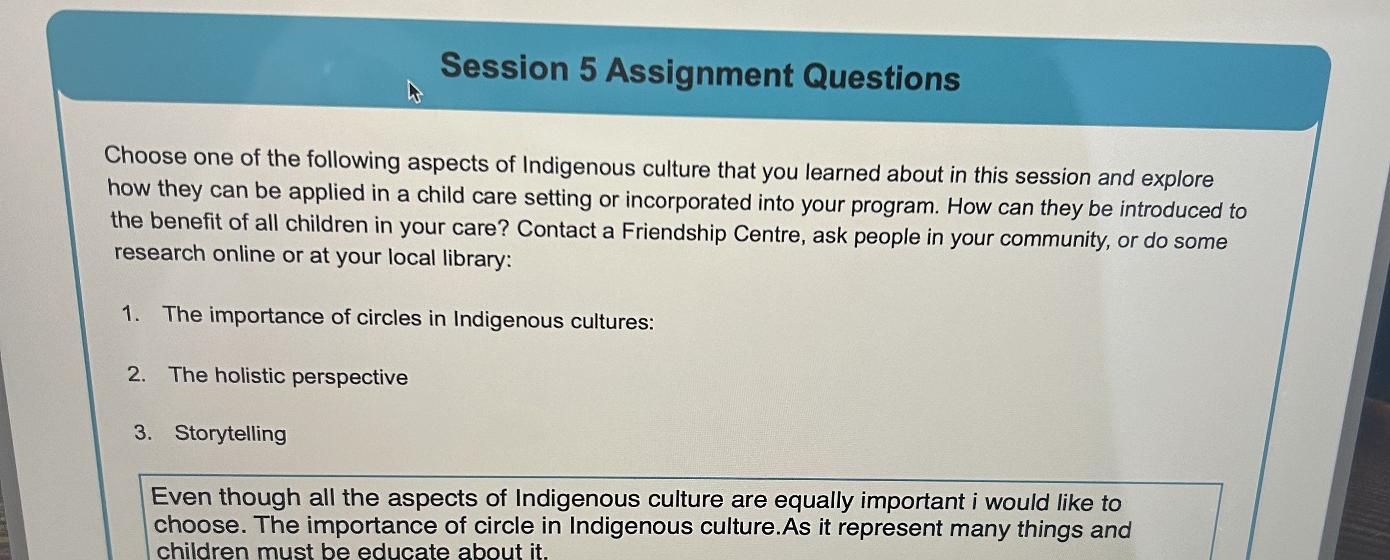 Solved Session 5 ﻿Assignment QuestionsChoose one of the | Chegg.com