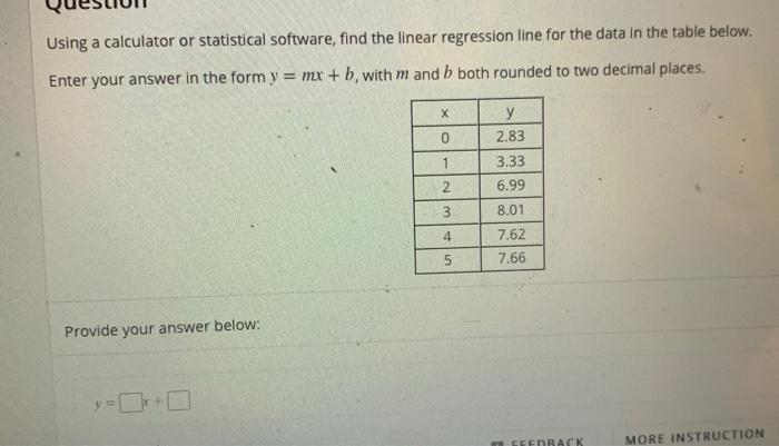 Solved Using a calculator or statistical software, find the | Chegg.com