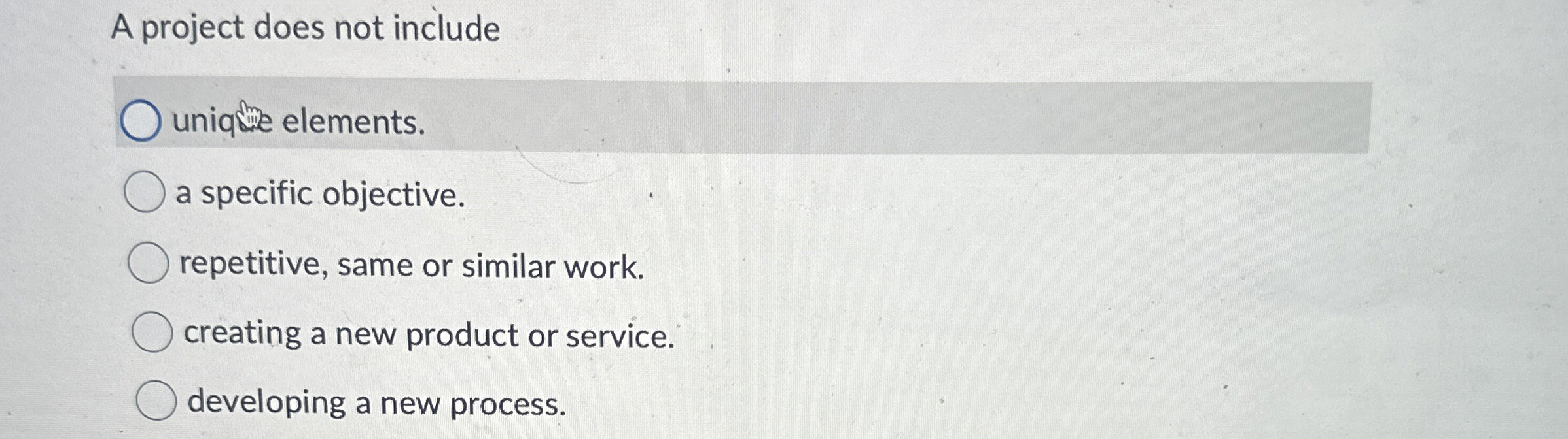 Solved What does this mean A project does not | Chegg.com