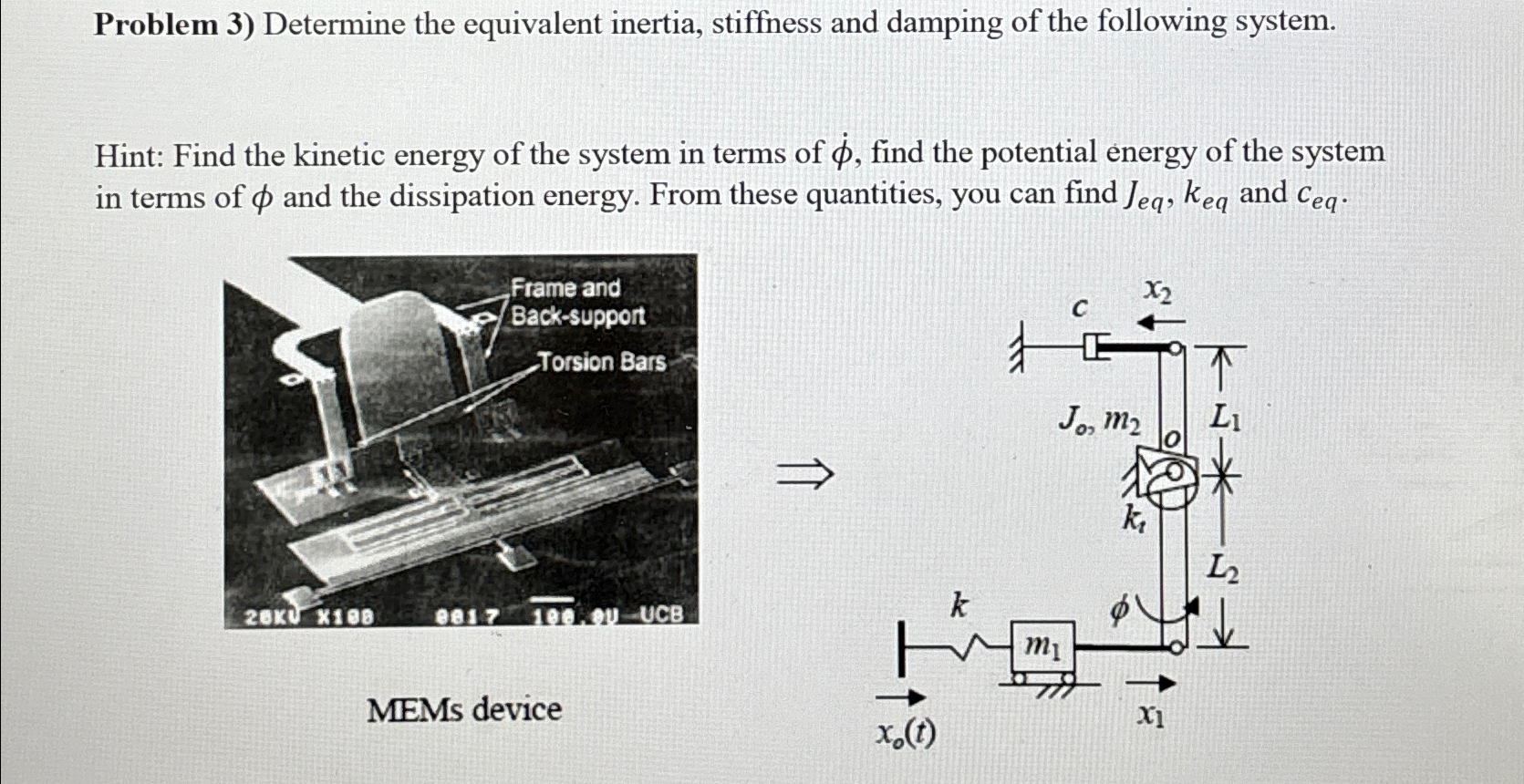 Problem 3) ﻿Determine the equivalent inertia, | Chegg.com