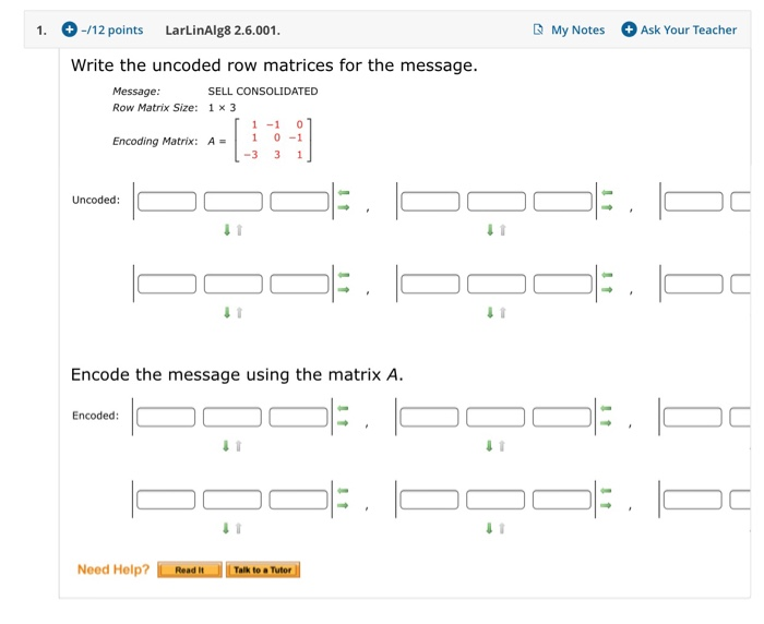 Solved My Notes +Ask Your Teacher -/12 points LarLinAlg8 | Chegg.com