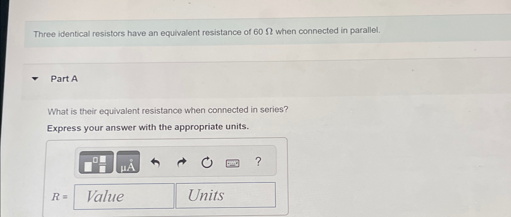 Solved Three identical resistors have an equivalent | Chegg.com