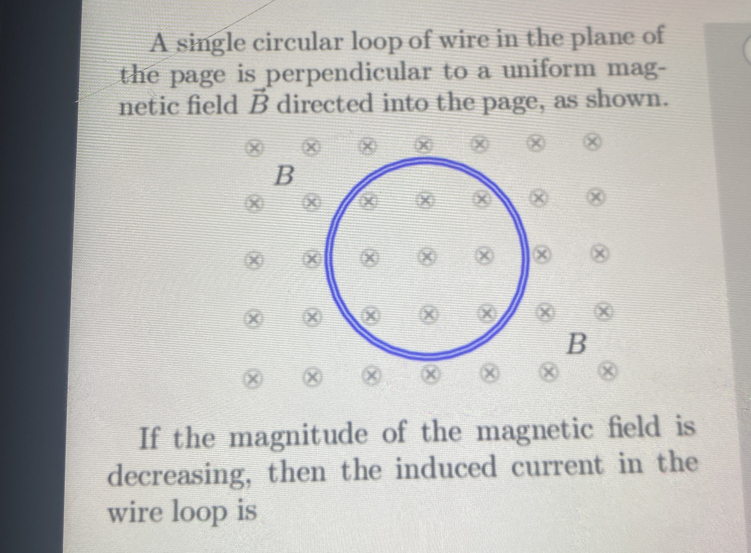 Solved A single circular loop of wire in the plane of the | Chegg.com
