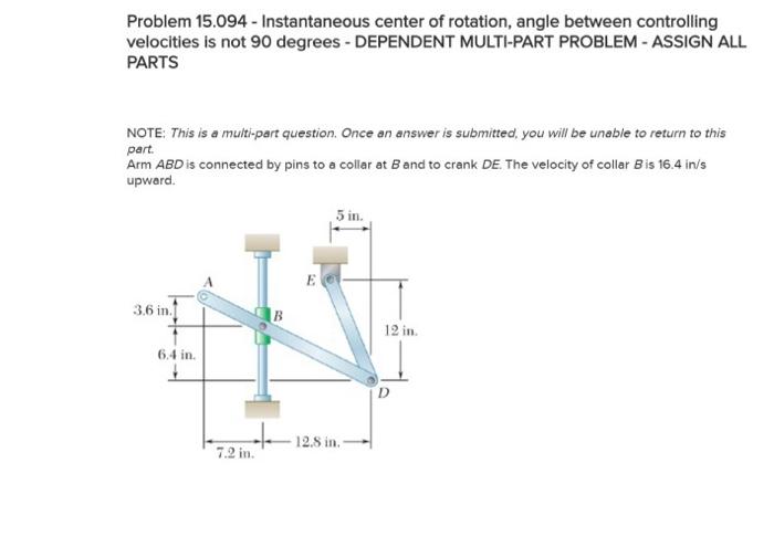 Solved Problem 15.094 - Instantaneous center of rotation, | Chegg.com