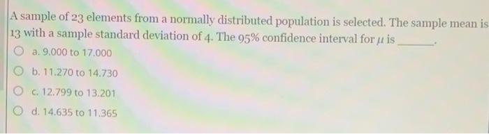 Solved A sample of 23 elements from a normally distributed | Chegg.com