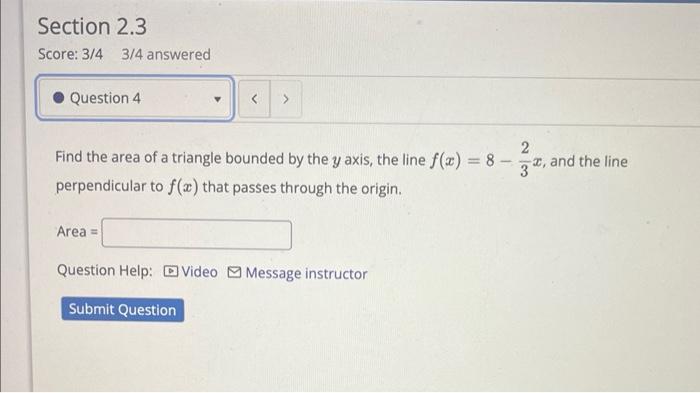 Solved Find the area of a triangle bounded by the y axis, | Chegg.com