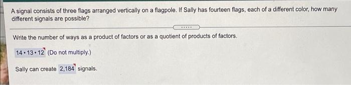 Solved A signal consists of three flags arranged vertically | Chegg.com