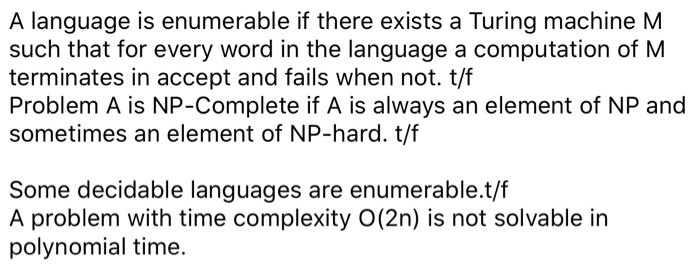 Solved A Language Is Enumerable If There Exists A Turing 