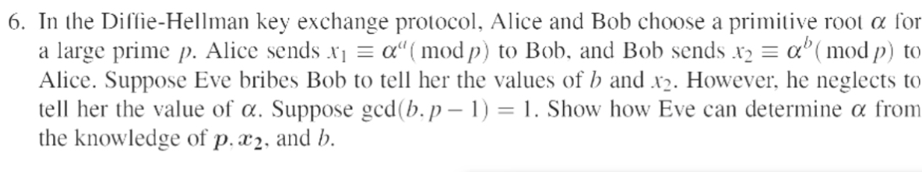Solved In the Diffie-Hellman key exchange protocol, Alice | Chegg.com