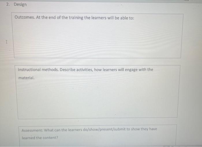 Solved Training Plan. Given the template provided below, | Chegg.com