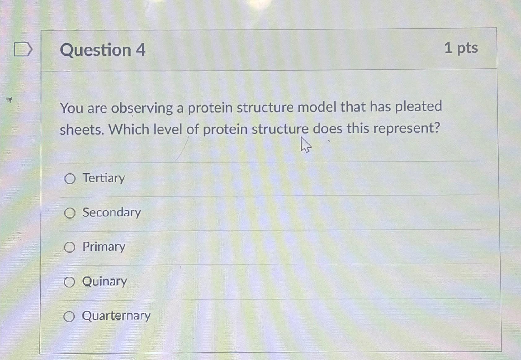 Solved Question 41 ﻿ptsYou are observing a protein structure | Chegg.com