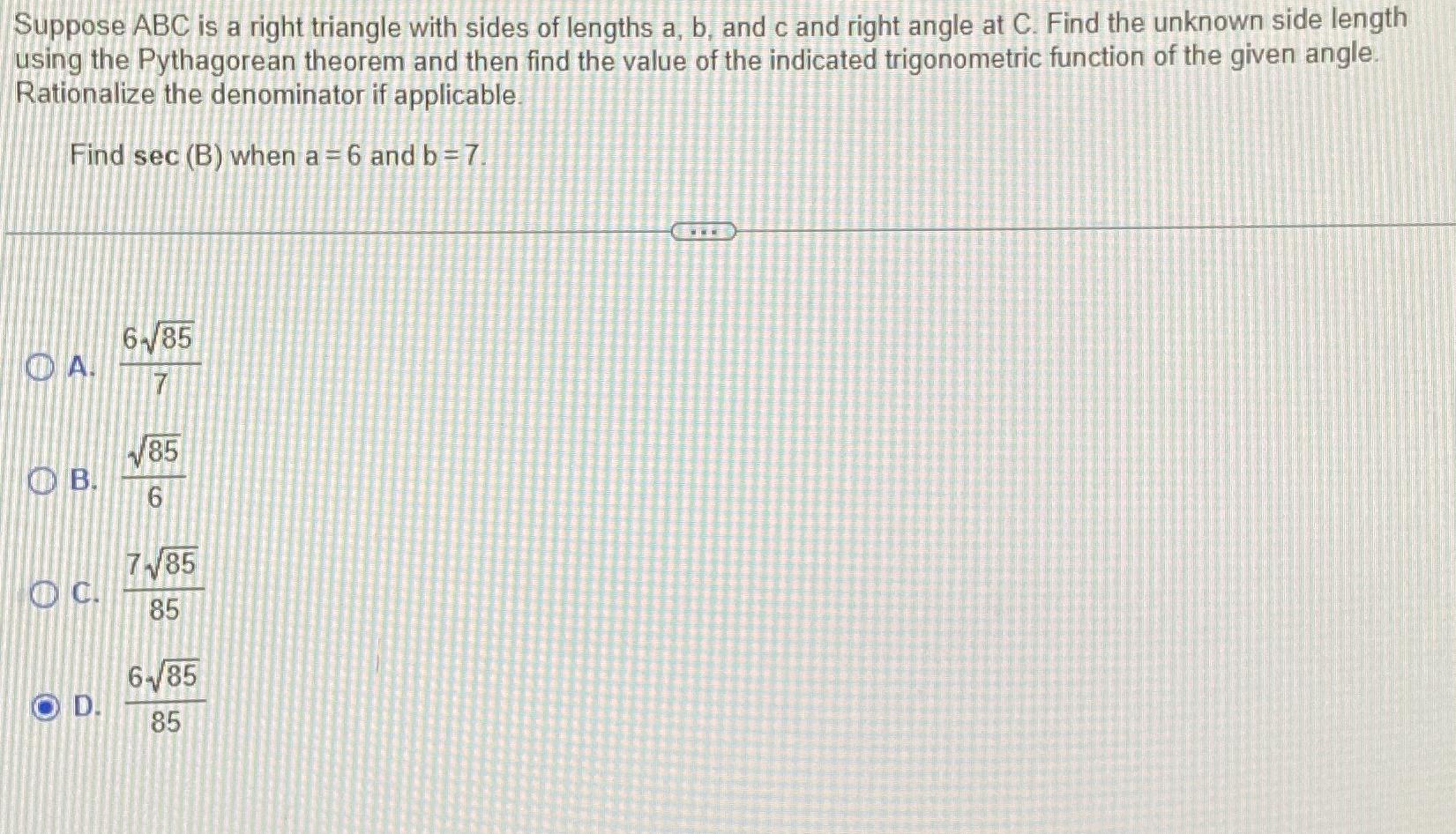 Solved Suppose ABC is a right triangle with sides of lengths | Chegg.com