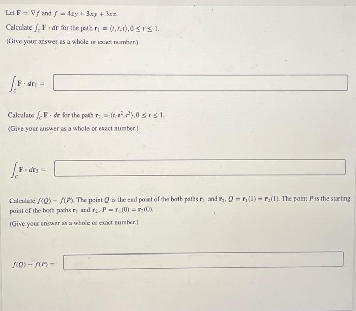 Solved Let ( mathbf{F}= abla f ) and ( f=4 z y+3 x y+3 x z | Chegg.com