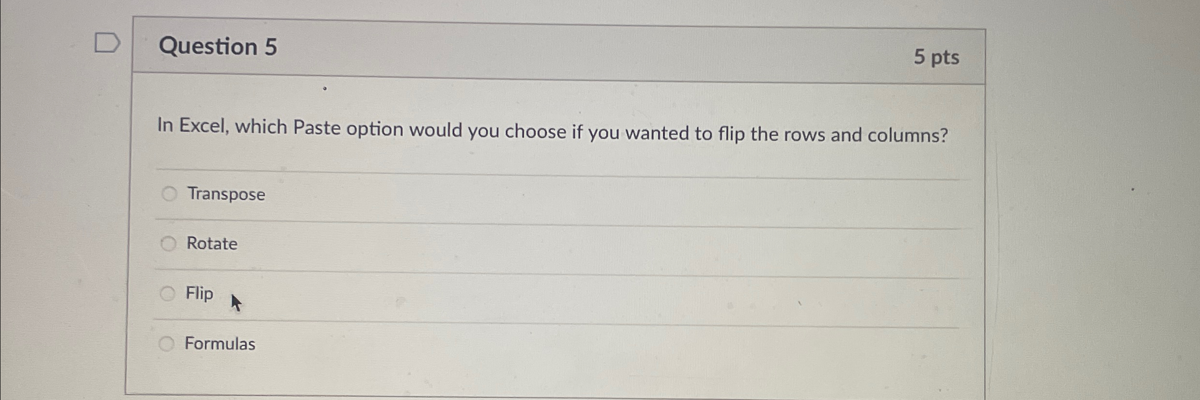 Solved Question 55 ﻿ptsIn Excel, which Paste option would | Chegg.com