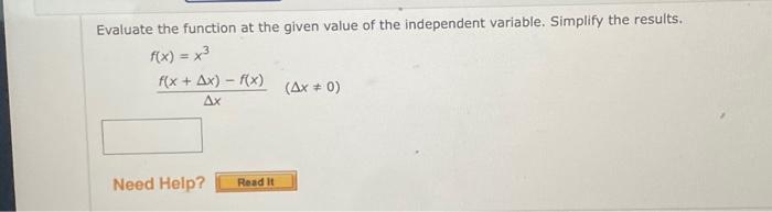 Solved Evaluate the function at the given value of the | Chegg.com