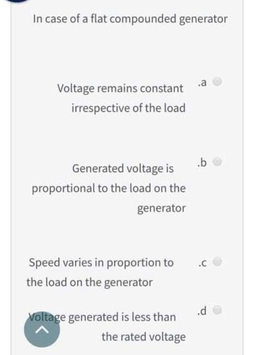 Solved In case of a flat compounded generator .a Voltage | Chegg.com