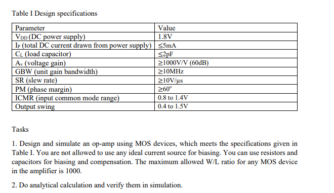 Table I Design | Chegg.com
