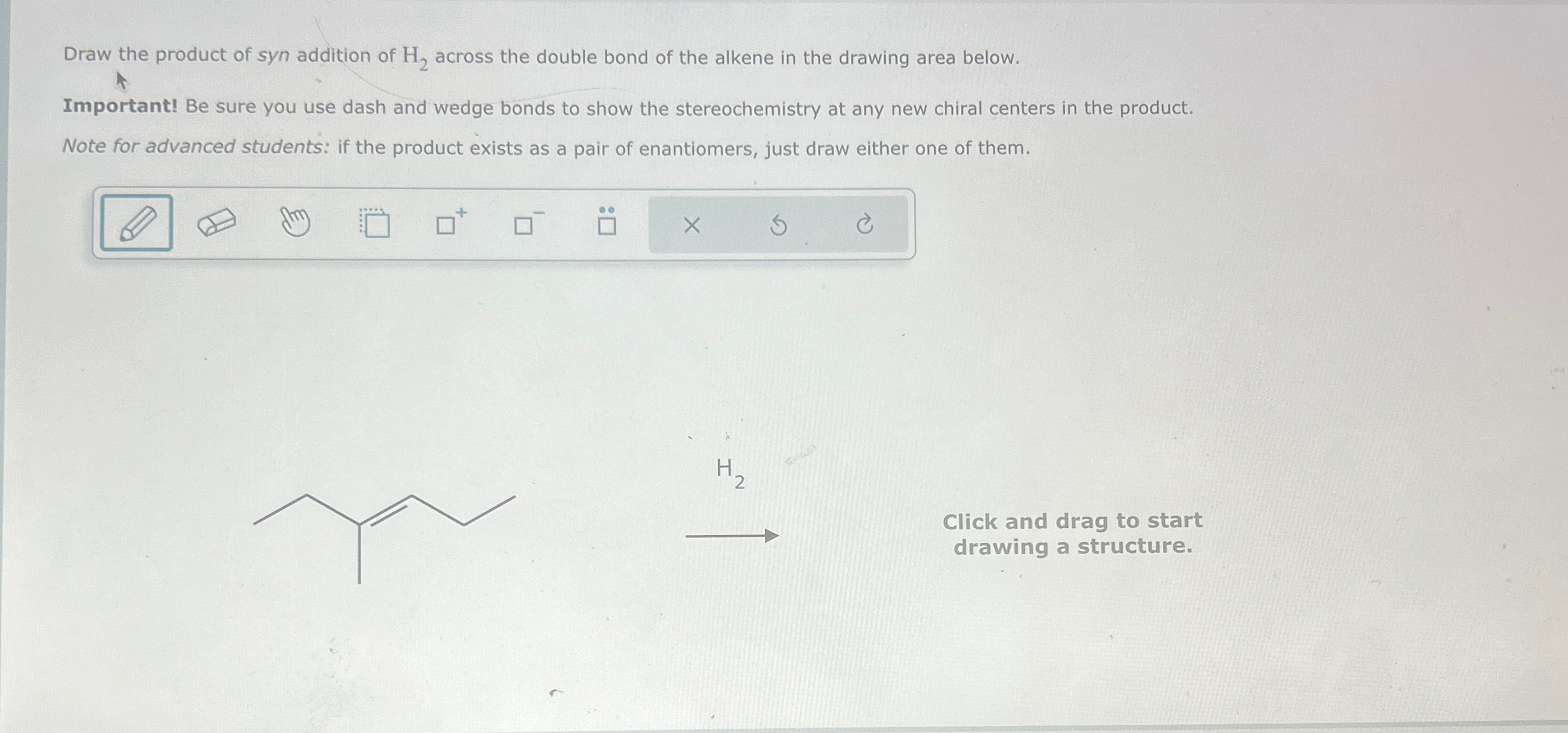 Solved Draw the product of syn addition of H2 ﻿across the | Chegg.com