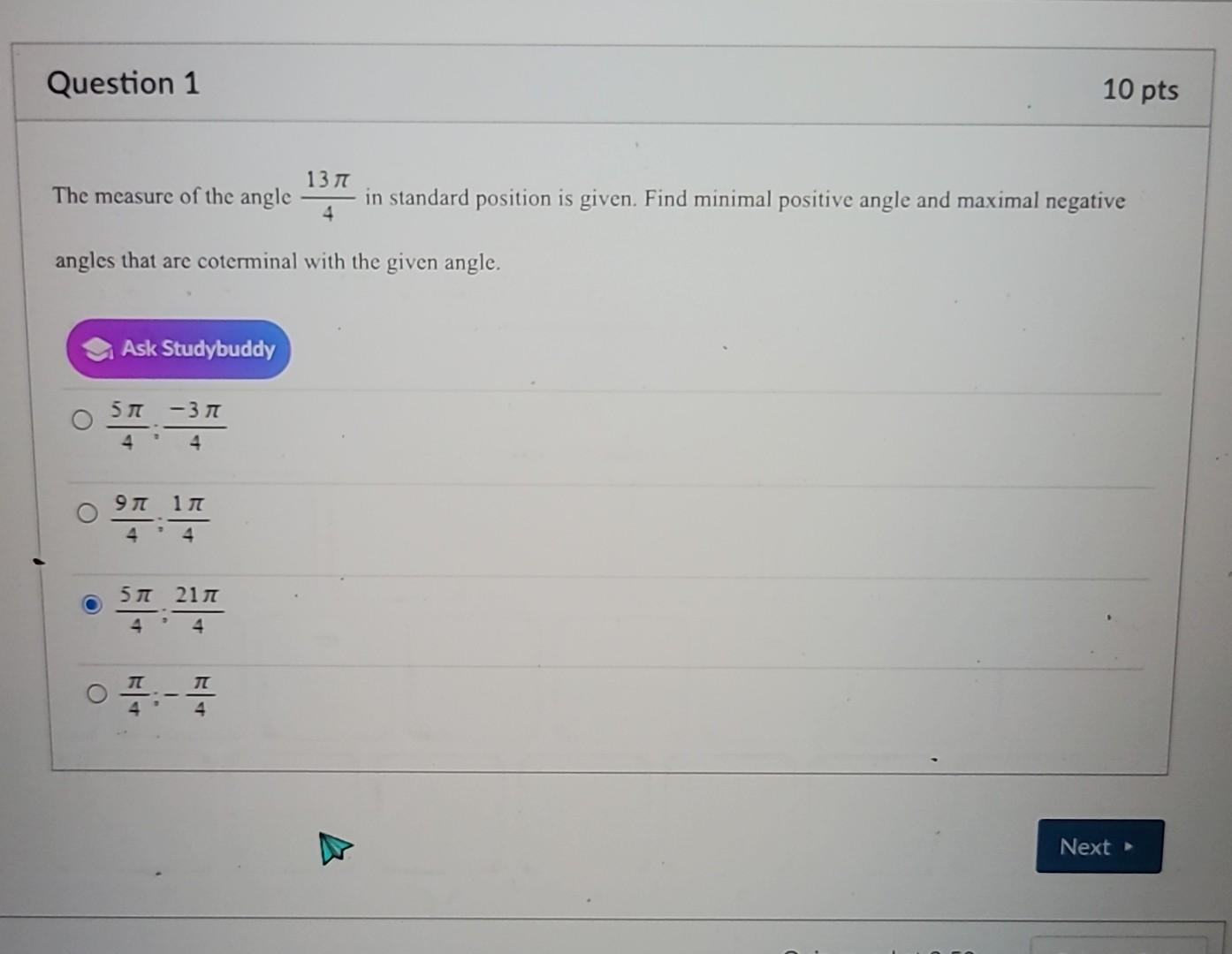 Solved The measure of the angle angles that are coterminal | Chegg.com
