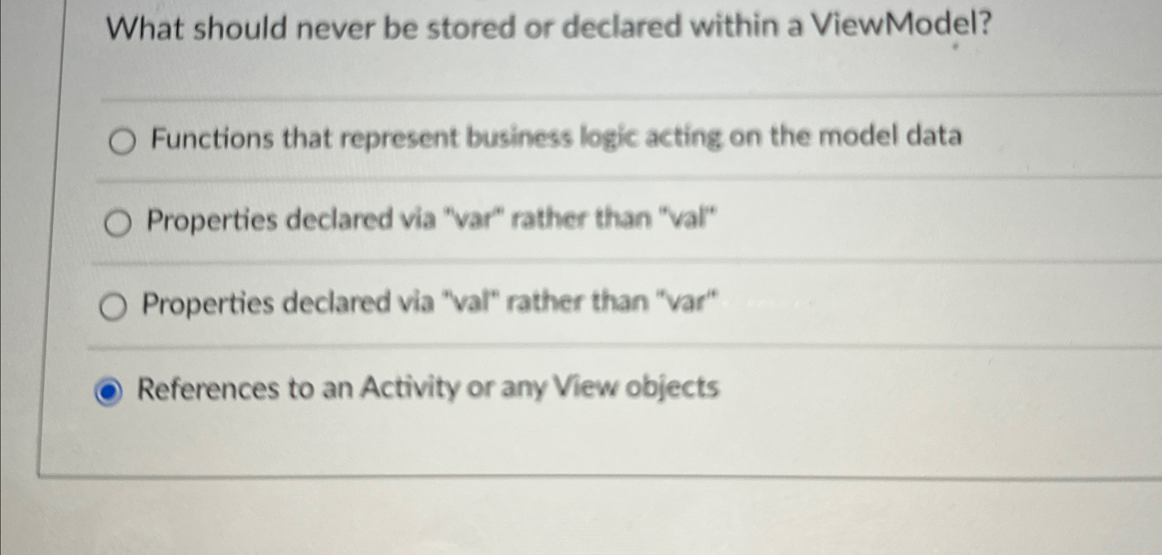 Solved What should never be stored or declared within a | Chegg.com
