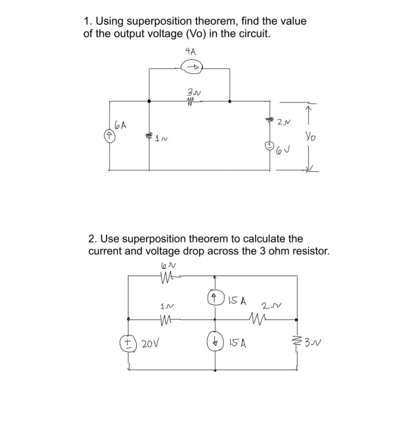 Solved 1. Using superposition theorem, find the value of the | Chegg.com