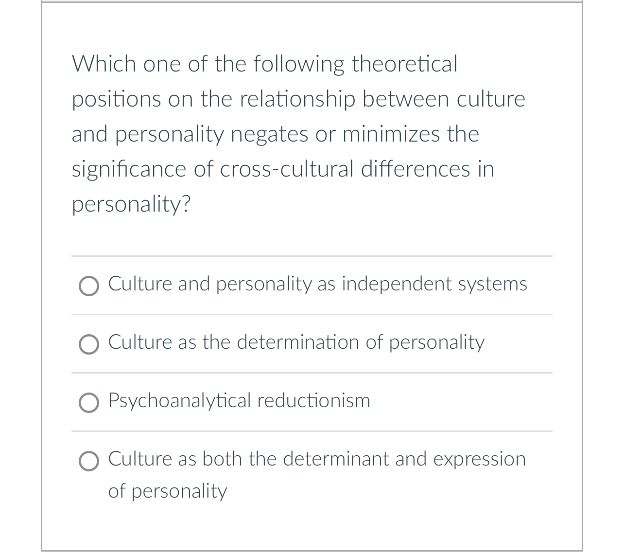Solved Which one of the following theoretical positions on | Chegg.com