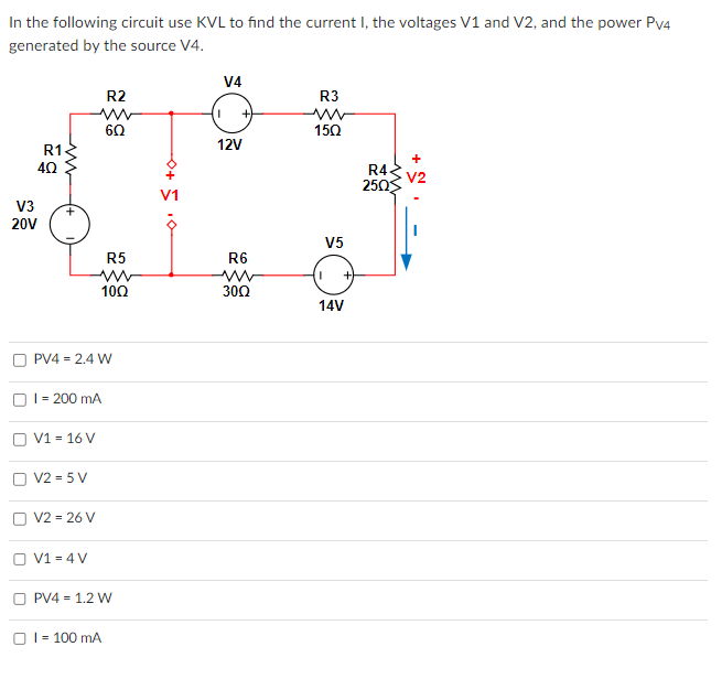 Solved In the following circuit use KVL to find the current | Chegg.com