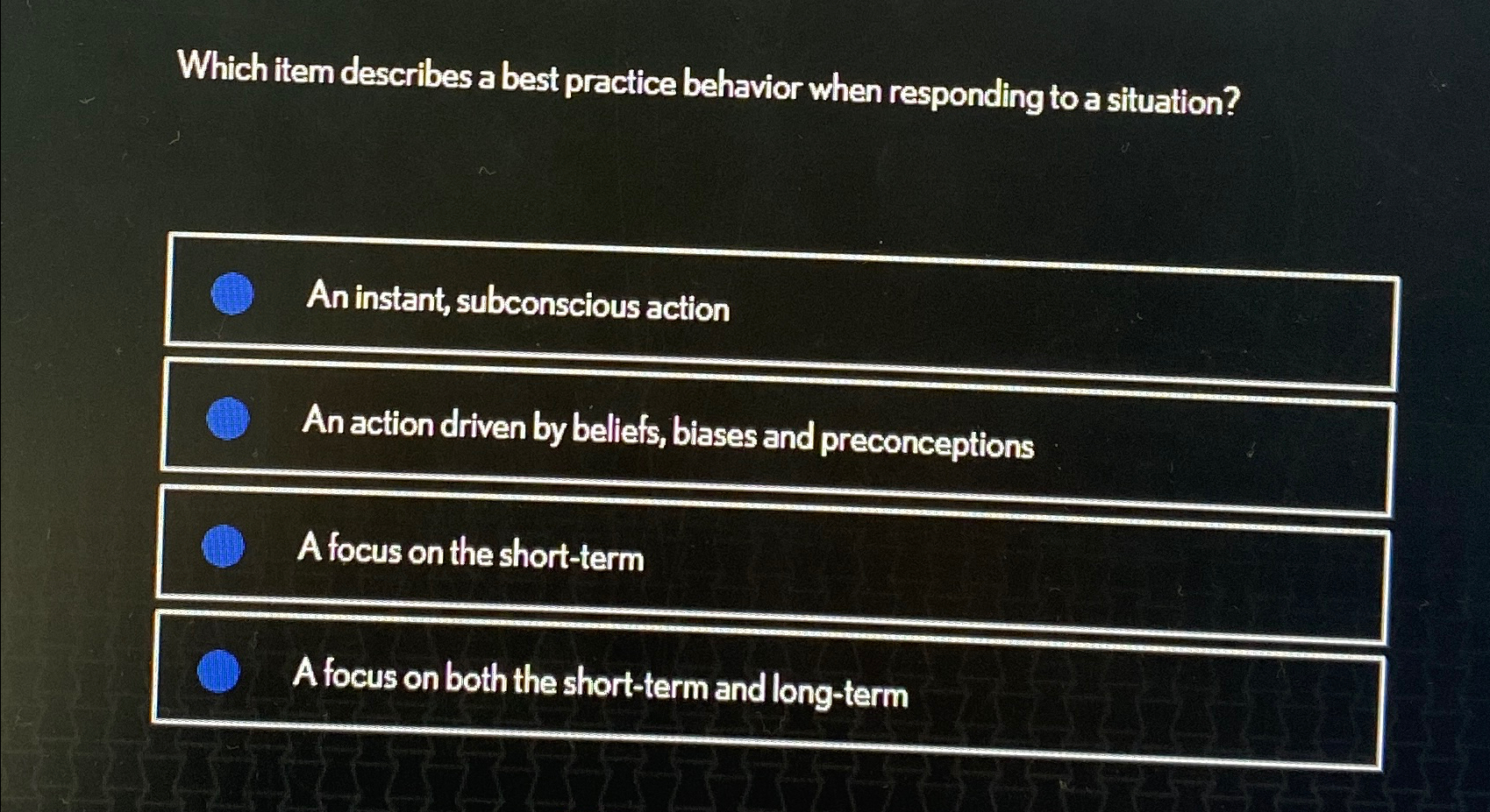 Solved Which item describes a best practice behavior when | Chegg.com