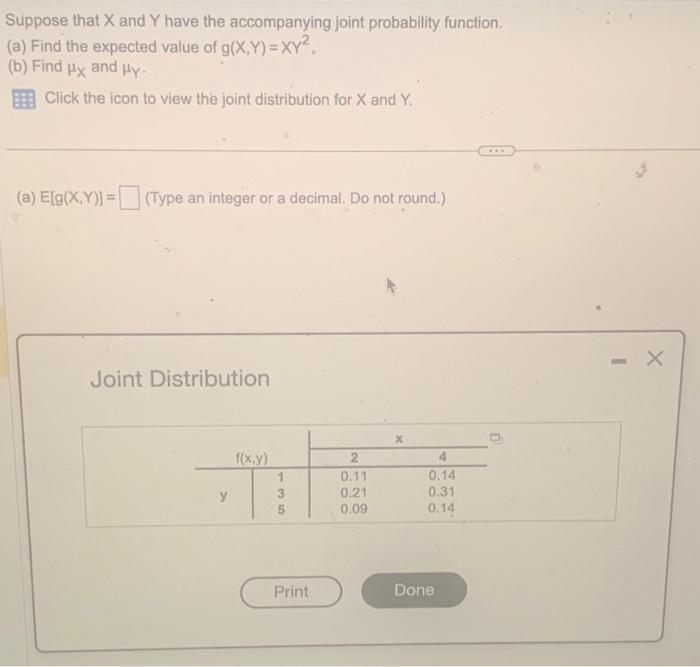 Solved Suppose that X and Y have the accompanying joint | Chegg.com