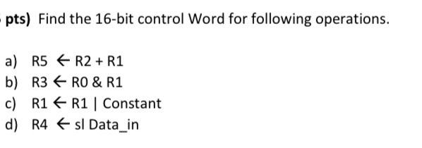 Solved pts) Find the 16-bit control Word for following | Chegg.com