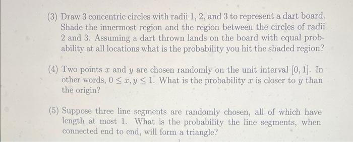 Solved (3) Draw 3 concentric circles with radii 1, 2, and 3 | Chegg.com