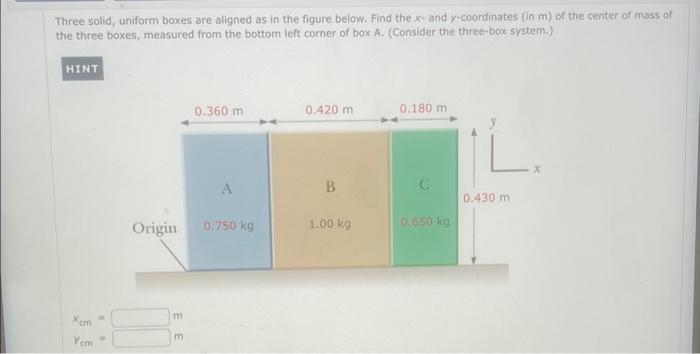 Solved Three solid, uniform boxes are aligned as in the | Chegg.com