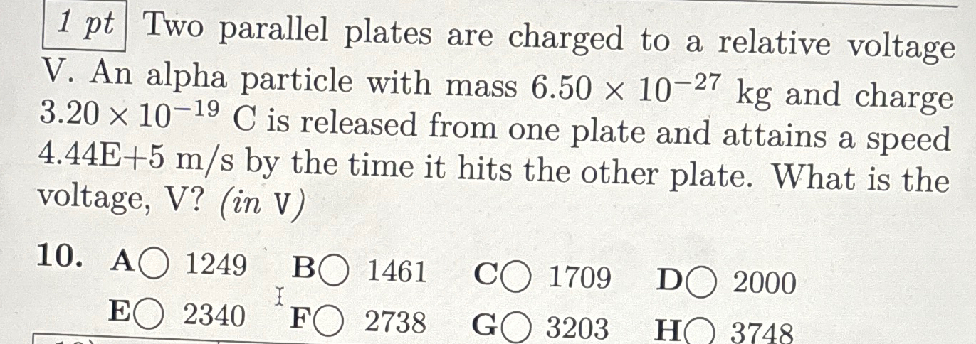 Two parallel plates are charged to a relative voltage | Chegg.com