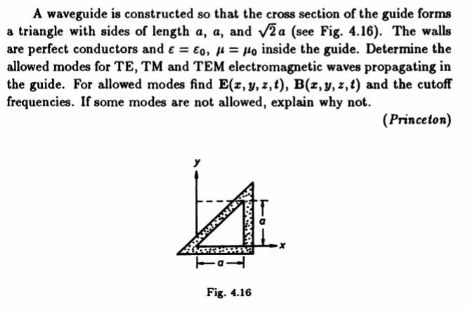 Solved 4036 Consider a rectangular waveguide, infinitely | Chegg.com