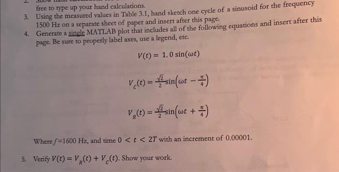 Solved 3. Using the measured values in Table 3.1, hand | Chegg.com