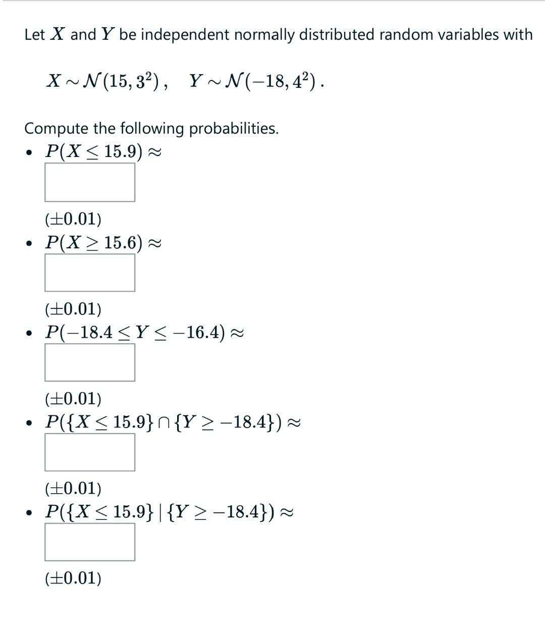 Solved Let X and Y be independent normally distributed | Chegg.com