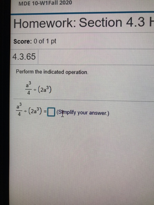Solved MDE 10-W1Fall 2020 Homework: Section 4.3 Score: 0 of | Chegg.com