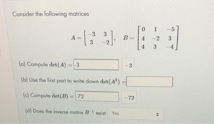 Solved Consider the following matrices | Chegg.com