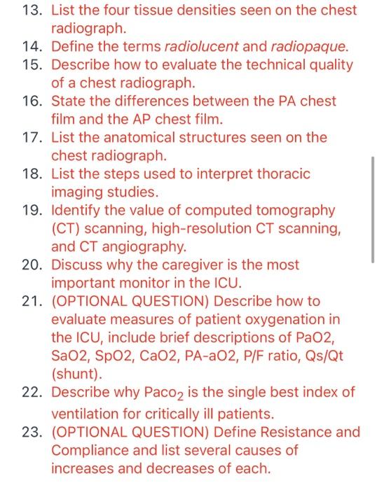 Solved 13. List the four tissue densities seen on the chest | Chegg.com