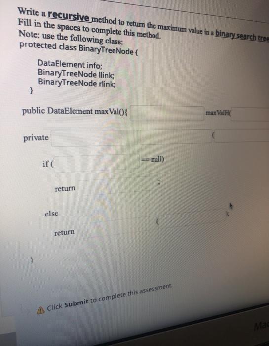 Solved Write a recursive method to return the maximum value | Chegg.com