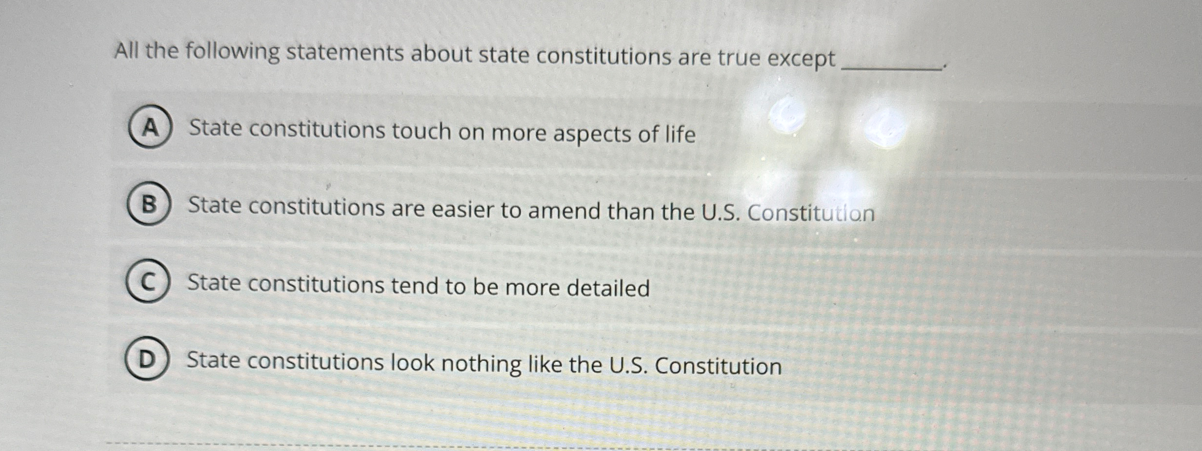 Solved All the following statements about state | Chegg.com