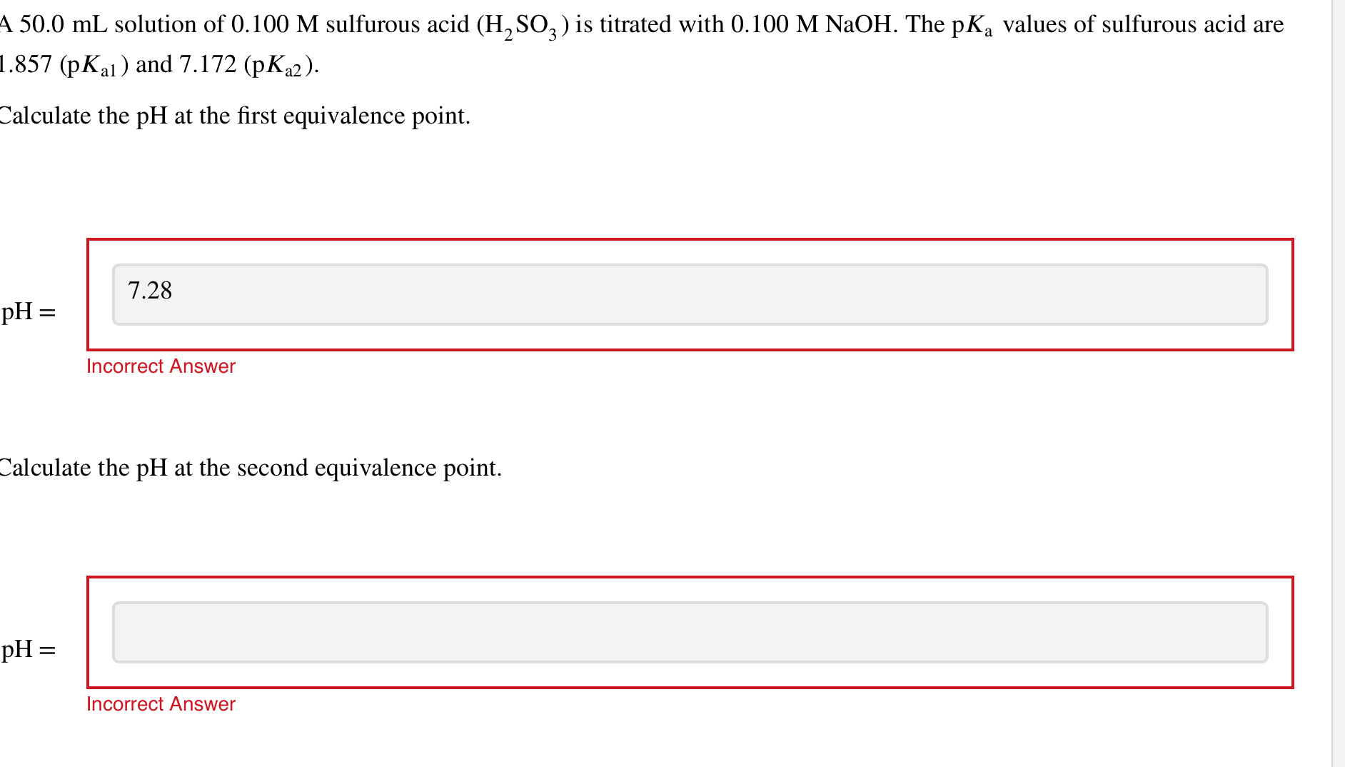 Solved A 50.0 ﻿mL solution of 0.100 ﻿M sulfurous acid | Chegg.com