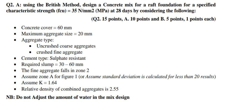 Solved . . Q2. A: using the British Method, design a | Chegg.com