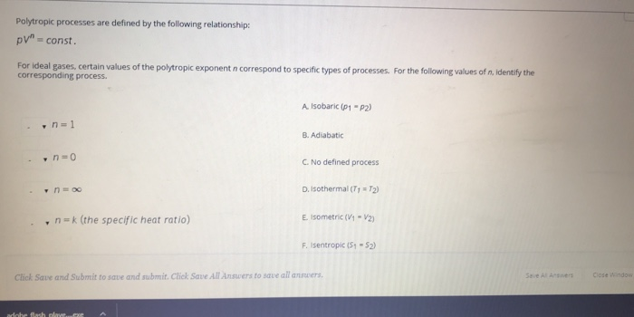 Solved Polytropic processes are defined by the following | Chegg.com