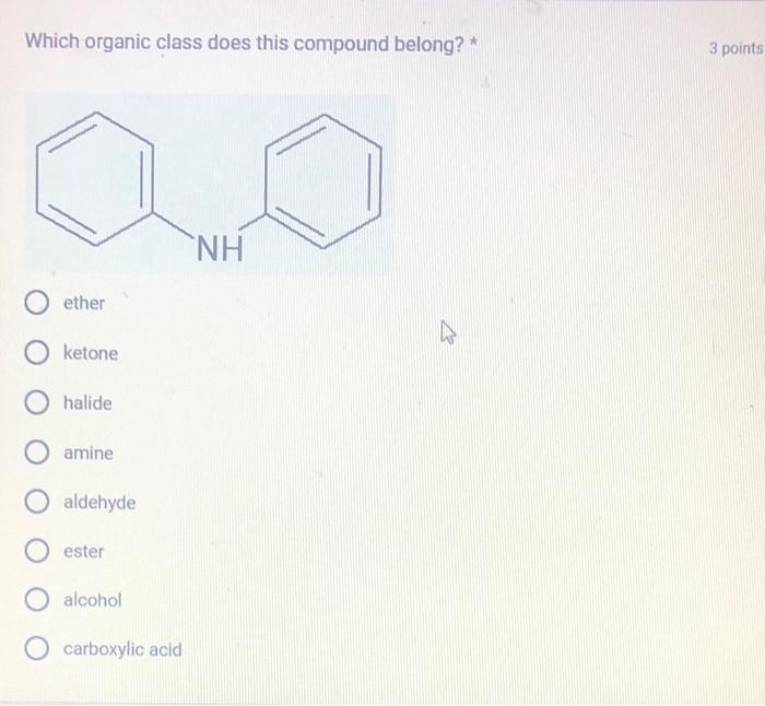 Solved Which organic class does this compound belong? * | Chegg.com