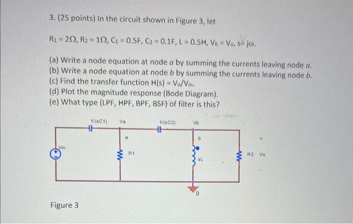 Solved 3. ( 25 points) In the circuit shown in Figure 3 , | Chegg.com